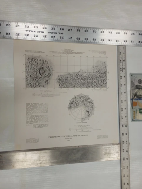 ORIGINAL PRELIMINARY PICTORIAL Map of MIMAS /1981 / NASA $15.00 - PicClick