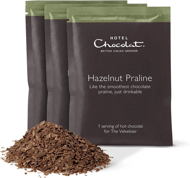 HAZELNUT PRALINE HOT Chocolate Sachets - Luxury Chocolate Flakes - Pack ...