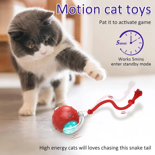 SMART INTERACTIVE CAT Toy Ball with Motion Sensor & Auto-Avoidance | 3 ...