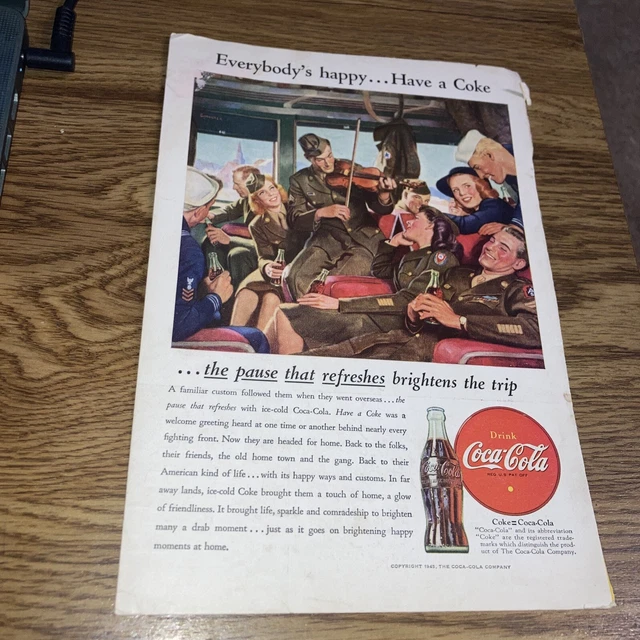 VINTAGE COCA-COLA Print Ad Advertisement-1945 Everybody's Happy Have a ...