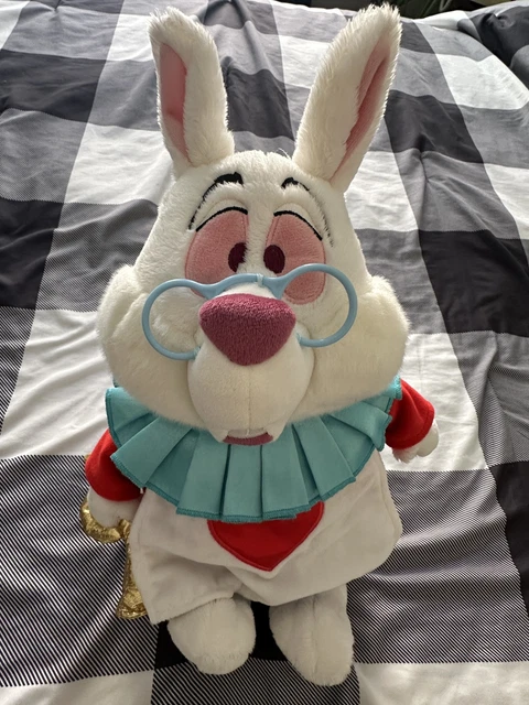 DISNEY STORE EXCLUSIVE Alice In Wonderland White Rabbit Plush w/Trumpet ...