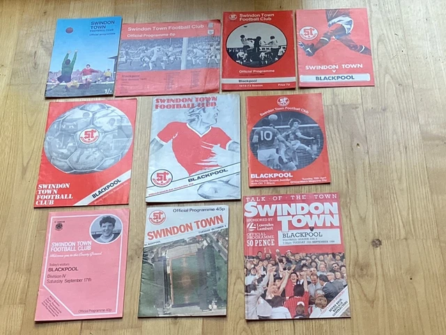 SWINDON TOWN FOOTBALL match programmes v Blackpool - Collection of 10 STFC homes £28.42 ...