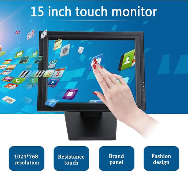 HIGH RES 15& LCD Touch Screen Monitor kit VGA Stand Touch Screen POS ...