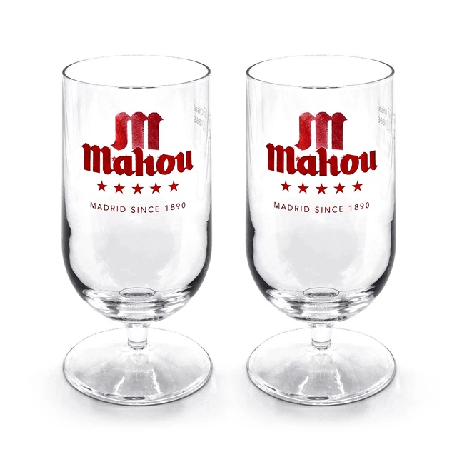 MAHOU GOBLET GLASS x 2 - Official Half Pint Glasses Brand New Red Logo ...