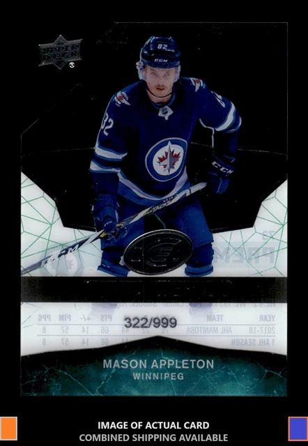 2018 UPPER DECK Ice #73 Mason Appleton RC/999 recrue Winnipeg Jets EUR ...