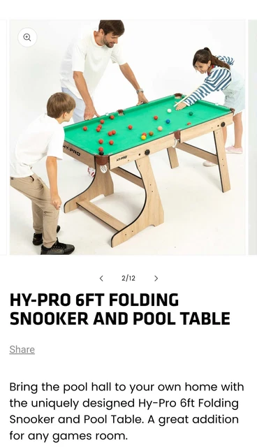 HY-PRO 6FT FOLDING Snooker and Pool Table £99.99 - PicClick UK
