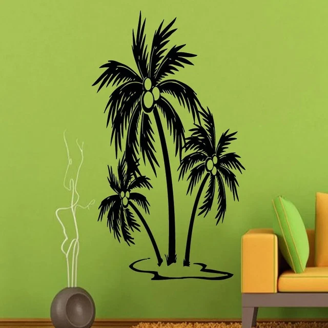 TREE DINDING DECALS Pohon Pantai Kamar Mandi Dekorasi Sticker ...