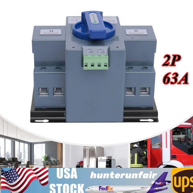 63A ATS DUAL Power Automatic Transfer Switch for Generator Changeover ...