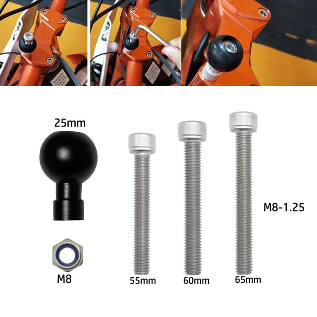 BASE DE GUIDON moto sécurisée 25 mm avec vis M8 construction noire ...