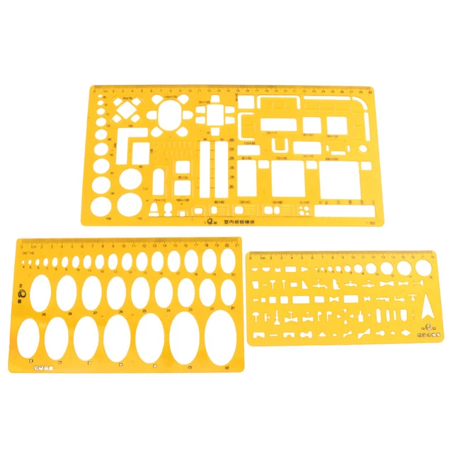TECHNICAL DRAWING SET Plastic Measuring Template Measuring Templates £7 ...