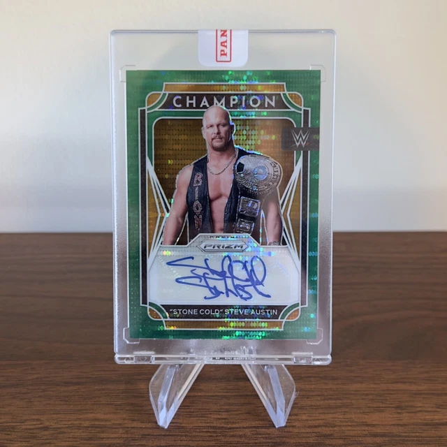 2022 PRIZM WWE Stone Cold Steve Austin Champion Auto Green Pulsar /10 ...