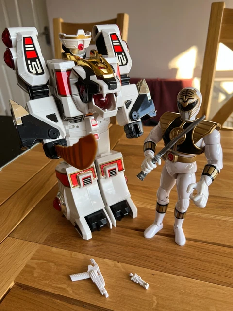 POWER RANGERS MIGHTY Morphin White Tiger Zord Megazord & 8" Ranger Nice ...