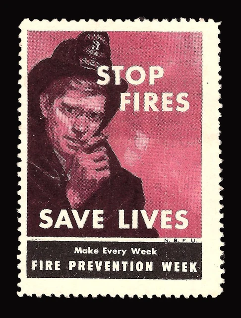 FIRE PREVENTION WEEK Poster Stamp - Fireman - Stop Fires - Save Lives £ ...