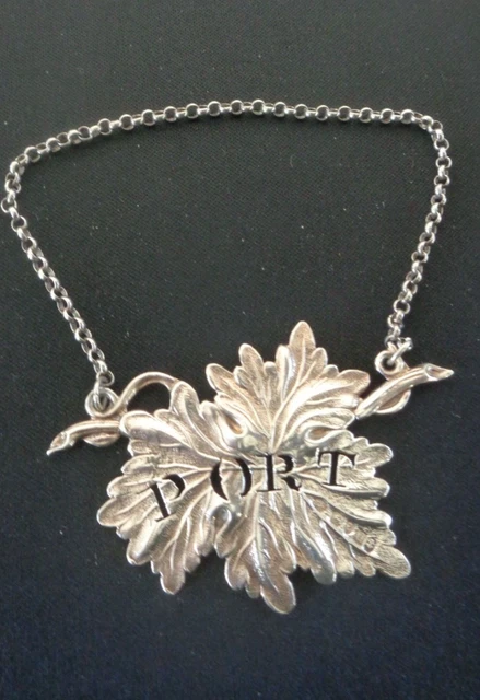 SILVER PORT DECANTER Label Victorian Sterling Wine label hm 1843 Joseph ...
