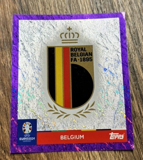 TOPPS UEFA EURO 2024 Sticker - Belgien Wappen/Logo LILA Parallel BEL1 ...