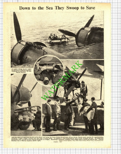 AIR SEA RESCUE Pilots RAF World War Two WW2 - 1942 Cutting £7.95 ...