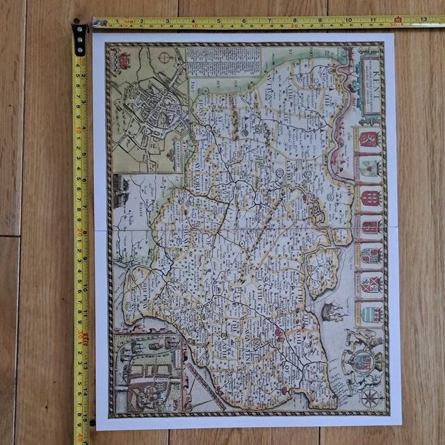TUDOR MAP OF Kent by John Speed £3.99 - PicClick UK