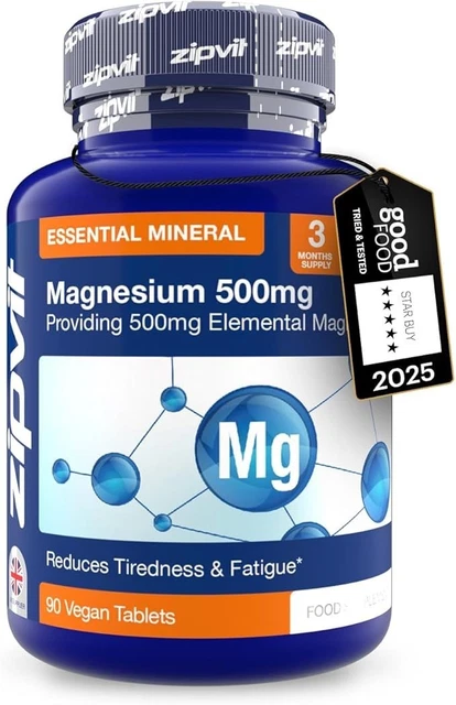 HIGH-STRENGTH MAGNESIUM SUPPLEMENT 500mg 90 Vegan Tablets For Bones ...
