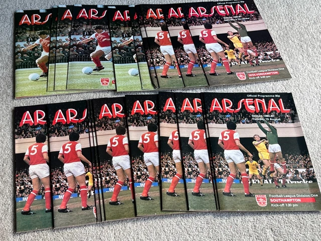 ARSENAL FC FULL Set 1980-1981 Home Game Programmes, League & Cup, all ...
