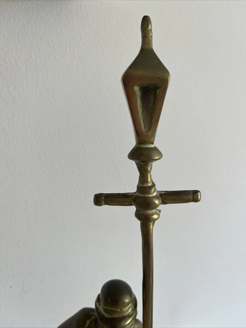 VINTAGE SOLID BRASS Drunk Man Holding Lamp Post Figurine Approx 33cm ...