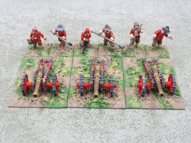 28MM ECW ARTILLERY 3 Guns 6 Crew English Civil War Bicorne Miniatures ...