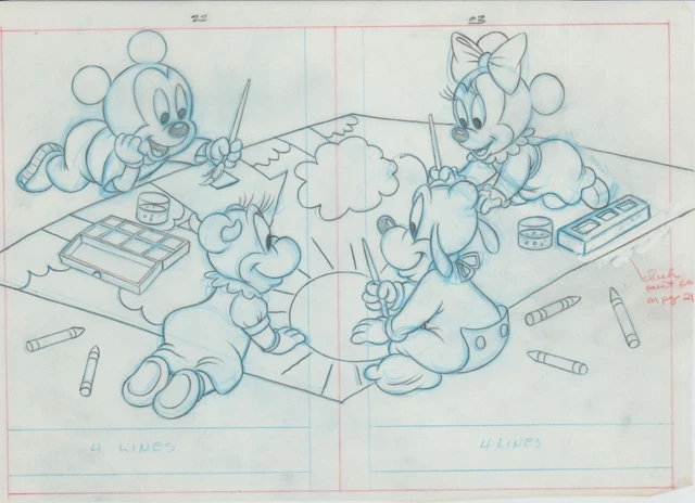 DISNEY BABIES SHOW n Tell Book Page Illustration Drawing Mickey Mouse 1991 B7240 £53.28 ...