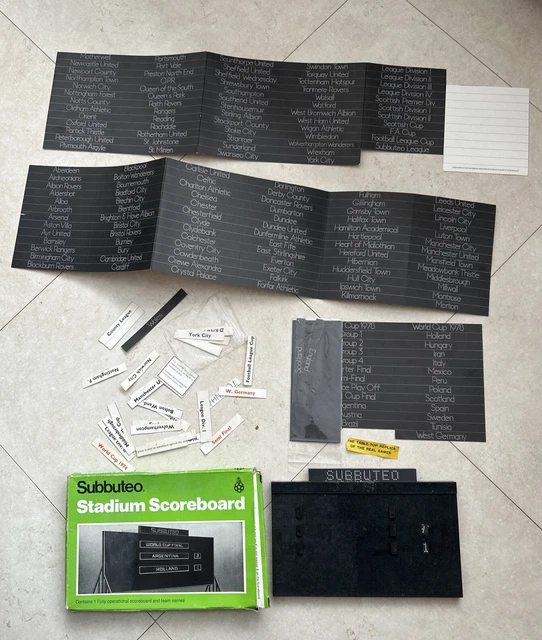 SUBBUTEO SCOREBOARD WITH Team Names Uncut From 1974 £8.99 - PicClick UK