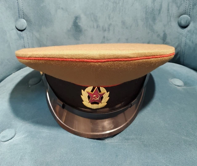 1980S USSR RUSSIAN Soviet Army Conscript Visor Cap Vtg Military Hat ...