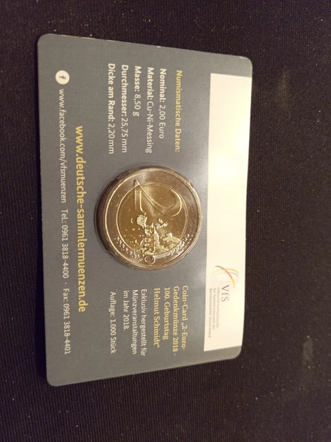 2 EURO MÜNZE Helmut Schmidt In kleiner Coin Card EUR 8,00 - PicClick DE