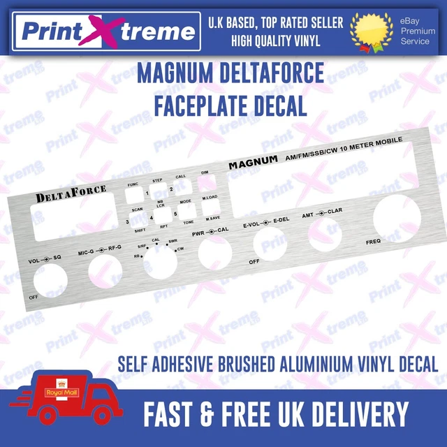 MAGNUM DELTAFORCE CB radio faceplate bezel Decal Sticker BRUSHED ...