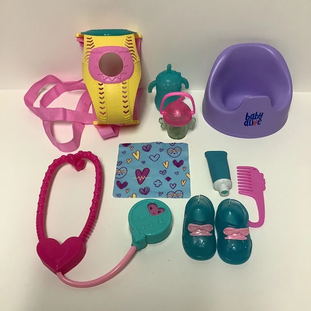 BABY ALIVE DOLL Accessories Lot Stethoscope Sippy Cups Carrier ...