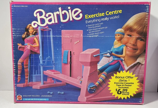 BARBIE WORK-OUT CENTER Bike Locker Pull Down Machine 1984 Vintage In ...