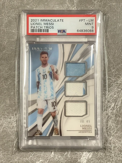 2021 IMMACULATE LIONEL Messi Trios Triple Jersey Patch #40/49 PSA 9 ...