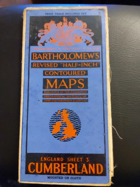 BARTHOLOMEW'S HALF INCH Cloth Map, Sheet 3, Cumberland. EUR 9,35 ...
