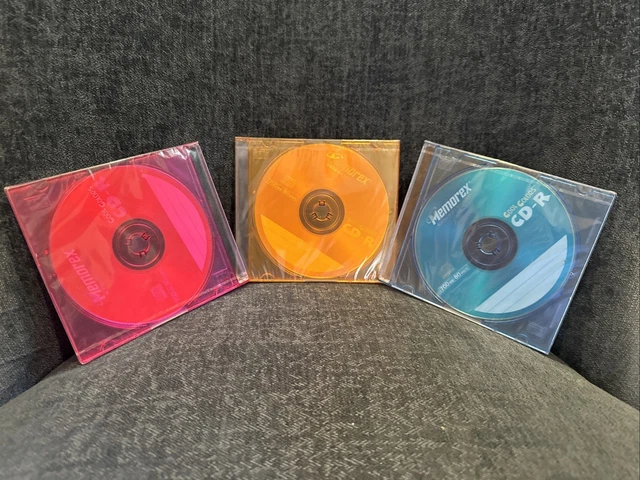 MEMOREX COOL COLORS CD-R 700MB 80 min (3 Pack) Blank New Sealed red ...