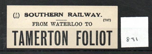SOUTHERN RAILWAY. SR - Luggage Label (891) Tamerton Foliot EUR 1,78 ...