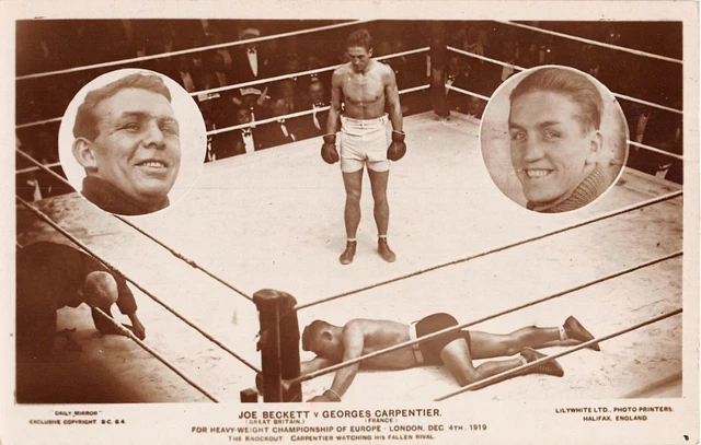 CARTE POSTALE SPORT Boxe Joe Beckett V George Carpentier Fight London ...
