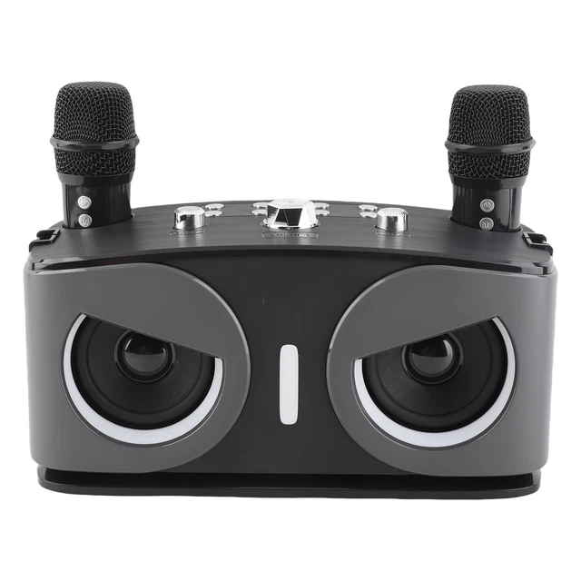 KARAOKE MACHINE WITH 2 Wireless Mics Bt Rgb Lights Portable Gray 9L5Z ...