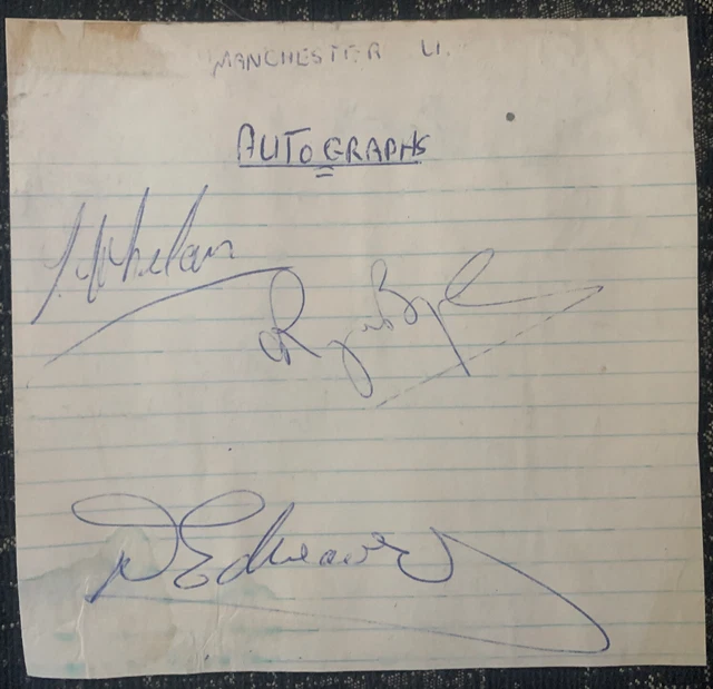 SIGNED X3 DUNCAN Edwards Billy Whelan Manchester United Autograph Busby ...