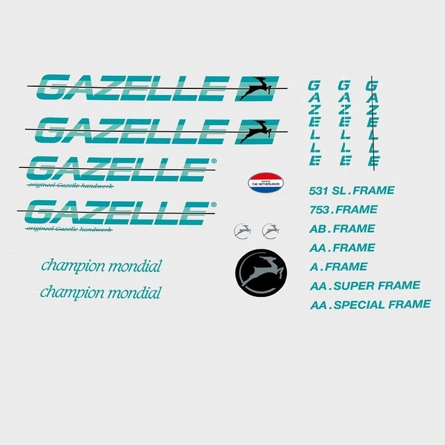 GAZELLE ANNÉES 1980 Champion Mondial Bicycle Decals, Stickers N.890 EUR ...
