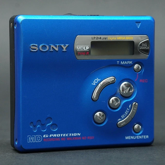SONY WALKMAN MD Recording MZ-R501 Minidisc Metallic Blue Functional 1 ...