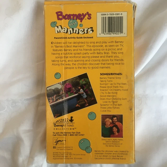 BARNEY'S BEST MANNERS VHS Video Tape Barney Friends Collection Sing ...