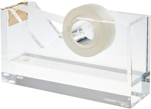 ACRYLIC TAPE DISPENSER, Clear with Gold-Toned Hardware, 1-13/16” X 6” X ...