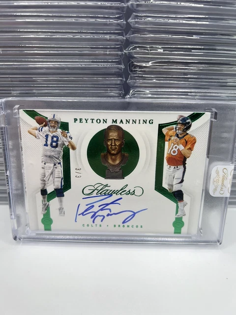 2021-22 PANINI IMPECCABLE Peyton Manning Hall of Fame émeraude voiture ...