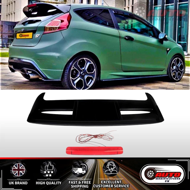 FORD FIESTA MK7 MK7.5 Rear Boot Spoiler Wing Gloss Black With Tail Lamp ...