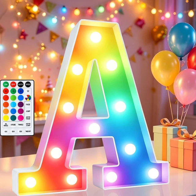 LIGHT UP COLORFUL LED Marquee Letter Lights 18 Colors Changing RGB ...