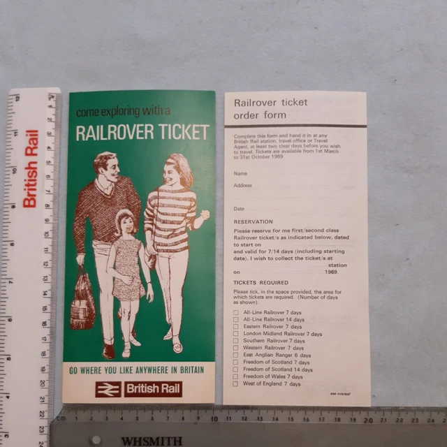 BRITISH RAIL RAILROVER Ticket Leaflet & Order Form 1969 £3.00 - PicClick UK
