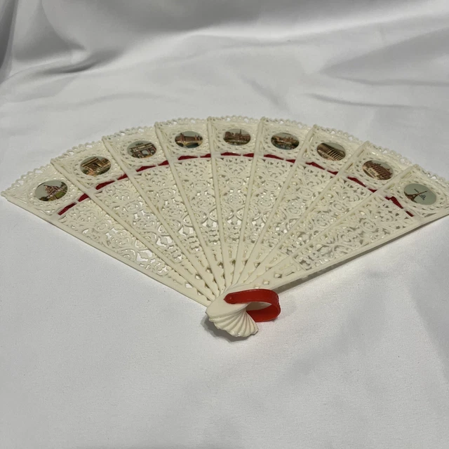VINTAGE SOUVENIR FAN Depicting Famous Landmarks In Paris, Made In Italy ...
