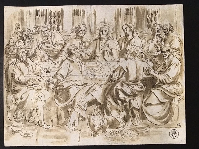 OLD MASTER DRAWING 16thC Italian School The Last Supper Pen And Ink £153.19 - PicClick UK