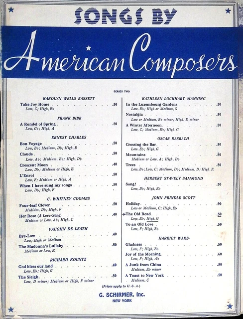 IL VECCHIO ROAD Spartito John Prindle Scott Reginald Darow Alta Voce ...